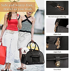 Sasapet Dog Carrier, Pet Carrier, Dog Purse, Foldable Premium PU Leather Cat Carrier, Portable Tote Bag Carrier for Cats and Small Dogs - Black
