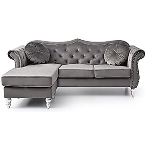 Glory Furniture Hollywood Reversible Sectional, Dark Gray