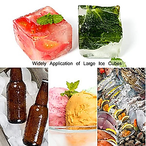 Large Ice Cube Tray 2 Pack Silicone Ice Cube Trays with Lid for Freezer Stackable Ice Cube Mold for Making Large Square Ice Cubes for Cocktails & Bourbon- Black