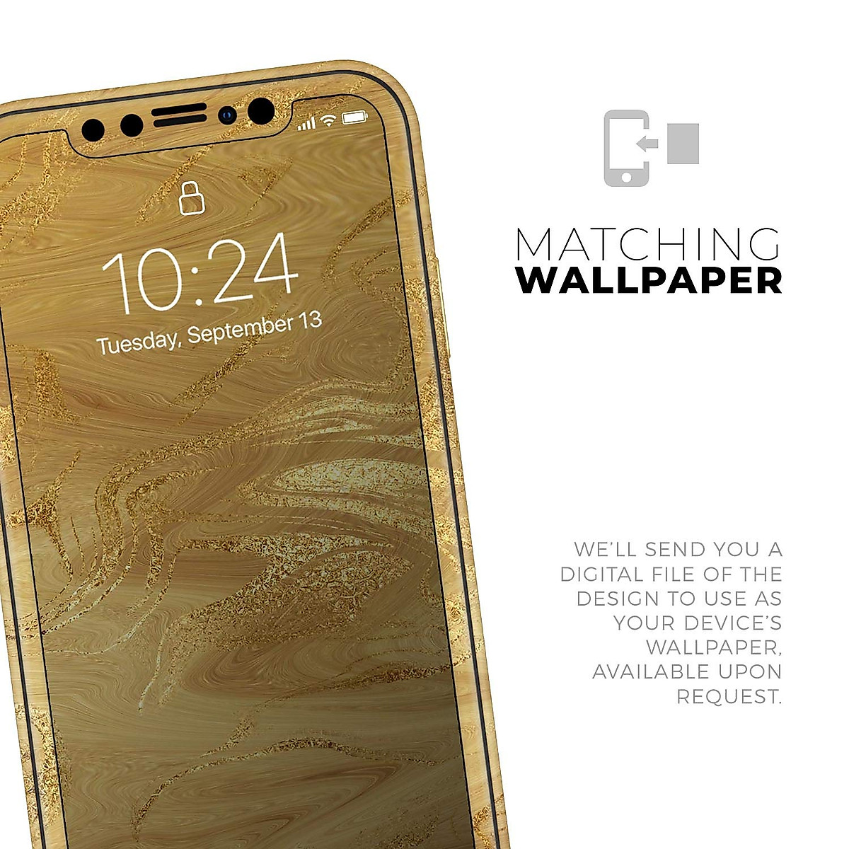 Design Skinz Molten Gold Digital Foil Swirl V5 Protective Vinyl Decal Wrap Skin Cover Compatible with The Apple iPhone XR (Screen Trim & Back Glass Skin)
