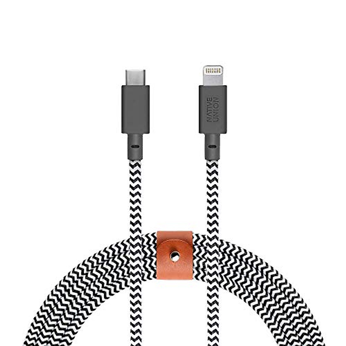 Native Union Belt Cable USB-C to Lightning - 10ft Ultra-Strong Reinforced Cable [MFi Certified] for iPhone 14, iPhone 14 Plus, iPhone 14 Pro, iPhone 14 Pro Max, iPhone 13 and Earlier (Zebra)