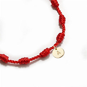 Letter C Bracelet Lucky Braided 7 Knot Coin Letter Custom Name Initial Charm Bracelet for Women Men Fate Gift Jewelry Amulet