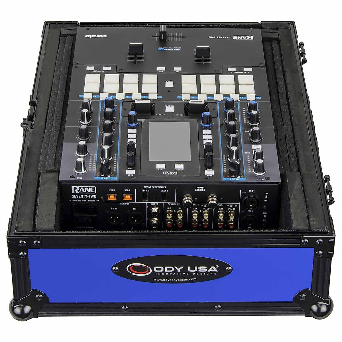 ODYSSEY FR12MIXBKBLUXD Universal 12" Format Extra Deep Black On Blue DJ Mixer Case