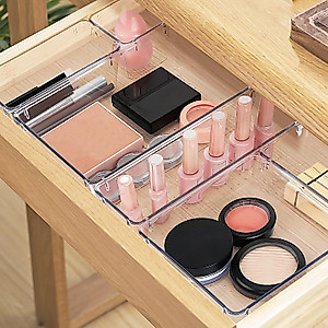 StorMiracle 16 PCS Drawer Organizer Set, 5 Varied Size Bathroom and kitchen Drawer cabinet organizer Trays, Clear Storage Bins for Makeup, Jewelry, Utensils and Gadgets