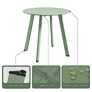 Nalupatio Patio Round Outdoor Coffee Table Side Table Round end Table Weather Resistant Steel Large/Normal Round End Table Outdoor Side Table for Balcony, Porch, Deck, Poolside Yard Garden