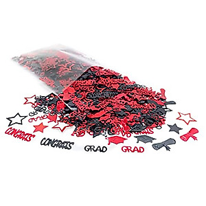 Graduation Confetti 2023 - Pack of 1300 | Grad Confetti 2023, Red and Black Graduation Decorations | Graduation Party Decorations 2023 Confetti Graduation | Graduation Centerpieces for Tables 2023