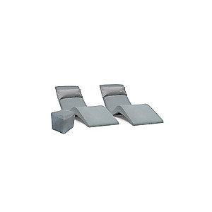 Aqua Outdoors in-Pool Chaise Set - Two Chaises - Two Headrest Pillows and One in Pool Side Table - for ledges up to 9" inches (Grey Granite-Grey)