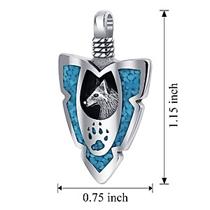 Arrowhead Turquoise Gemstone with Wolf Paw and Claw Southwestern Style 925 Sterling Silver Pendant for Women