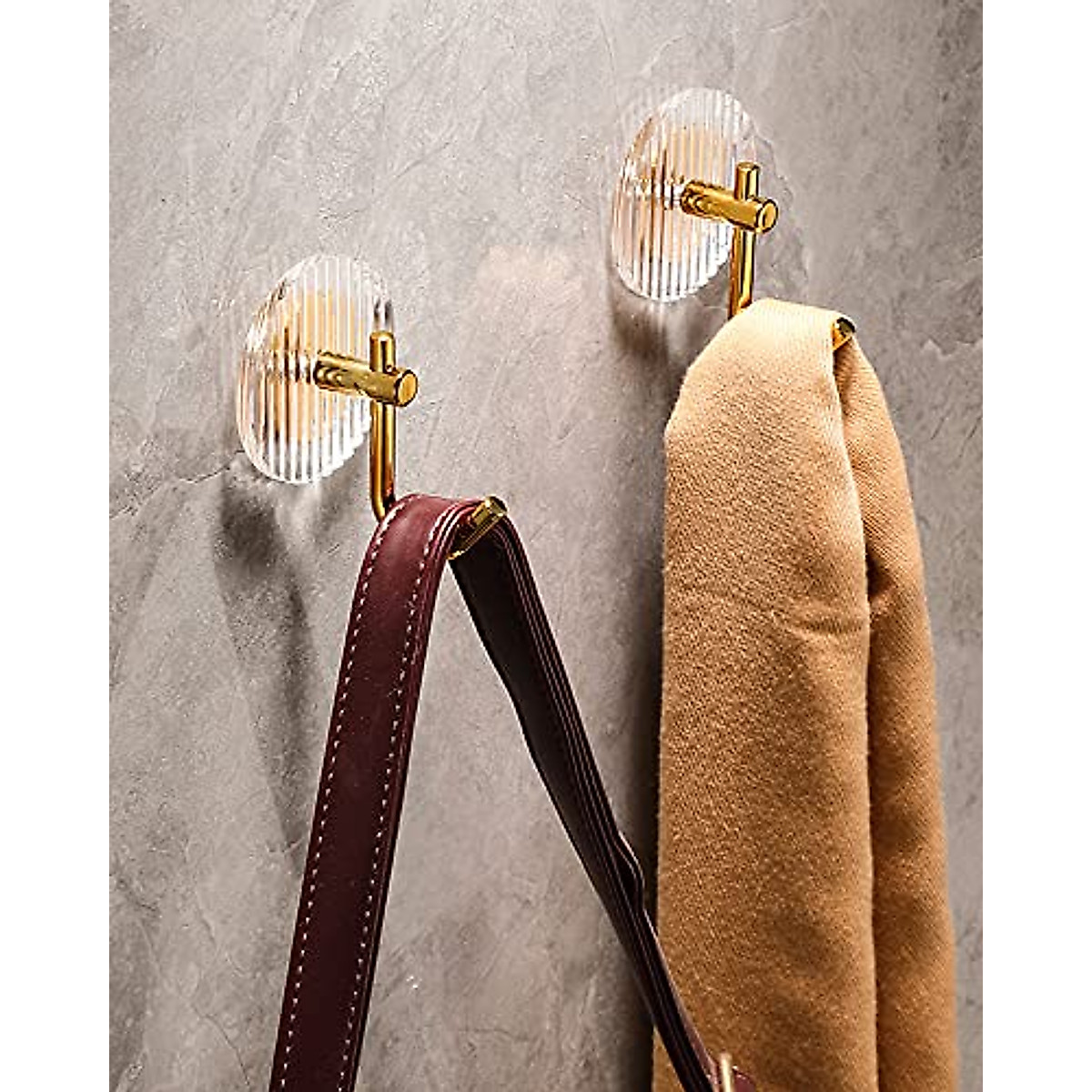 Besser Acrylic Gold Wall Hooks,Acrylic Wall Mounted Hooks,Gold Acrylic Towel Robe Hook 4 Pack,Wall Hooks for Coats