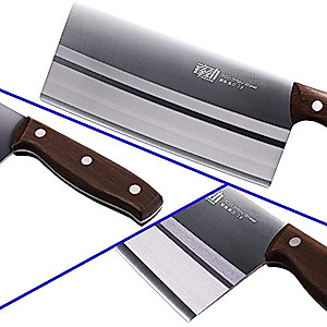 FINDKING YuFeng Chinese Chef Knife, Kitchen Cleaver for Meat Vegetables, Stainless Steel Blade, Wenge Wood Handle, for Cutting, Shredding, Slicing, Mincing, 8 Inches