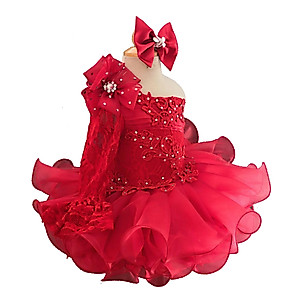 Jenniferwu G086 Infant Toddler Baby Newborn Little Girl's Pageant Party Birthday Dress RED Size 3T