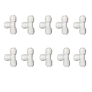 Malida 1/4" Tee 3 Way Tube Quick Connect Push Fit RO Water Reverse Osmosis System set of 10