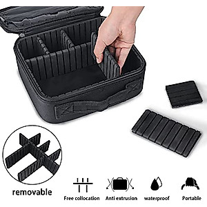 DISEN Makeup Bag Organizer, with Extra 3 Brushes, Adjustable Dividers, Cosmetic Bag Portable Travel Case Waterproof and Durable, for Women