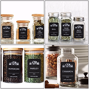 Tebery 360PCS Minimalist Preprinted Spice Jar Labels, Waterproof Spice Stickers Kitchen Pantry Labels, Organization for Jars Bottles Containers Bins(Black/White)