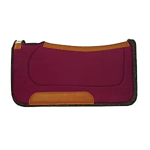 Diamond Wool Contoured Felt Ranch Western Saddle Pad for Horses 30x30-1" Thickness, Burgundy