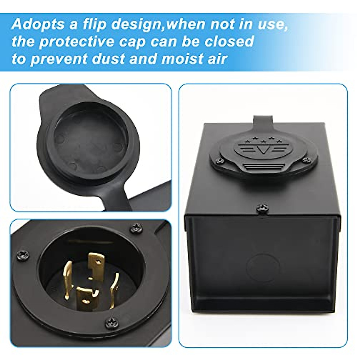 Luckyweld 30Amp Generator Inlet Box, NEMA L14-30P, 4Prone,125/250 Volt, 7500 Watts Generator Power Inlet Box, Weatherproof, Transfer Switch, Outdoor Use