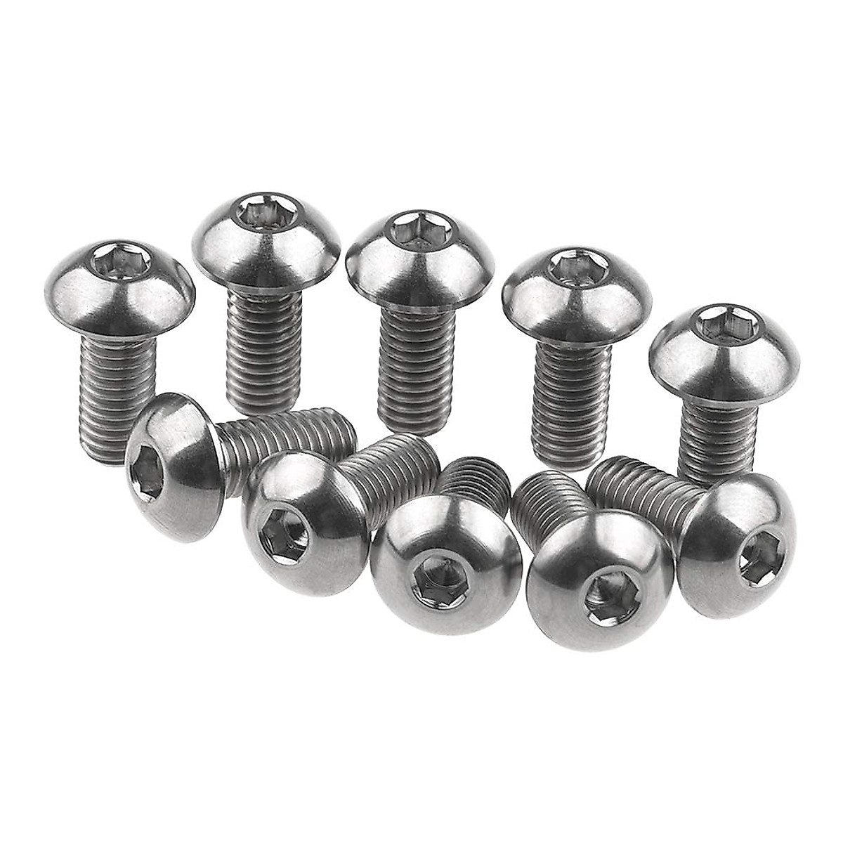 Wanyifa Titanium Ti Water Bottle Cage M5x8 10 12 15mm Bolt Button Head Allen Key Screws Pack of 10 (Silver, M5x12mm)