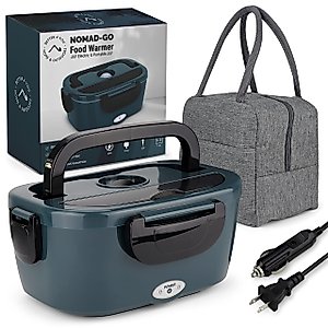 Better 4 You Electric Lunch Box – Food Heater Plug-In Lunch Box to Heat Lunch – Portable Food Warmer Car Lunch Box Warmer – Portable Electric Heating Lunch Box for Work 110V/12V – Teal & Black