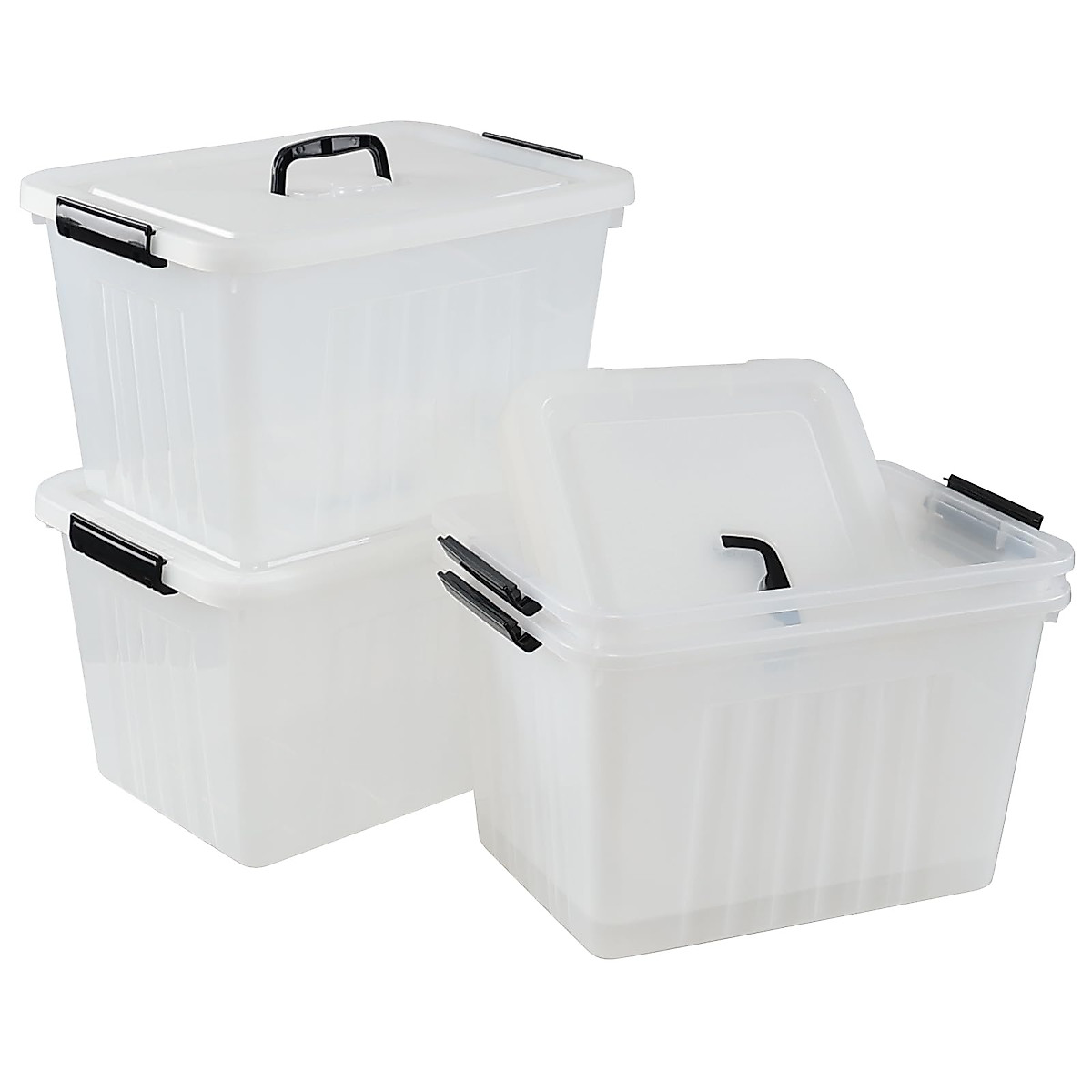 Hayixia Latching Storage Box Pack of 4, 22 Quart Storage Bins with Lids and Handles, Clear