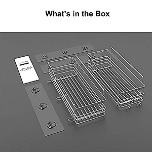 Orimade Adhesive Shower Caddy Basket Shelf with 5 Hooks Organizer Storage Rack Rustproof Wall Mounted Stainless Steel No Drilling for Bathroom, Toilet, Kitchen - 2 Pack