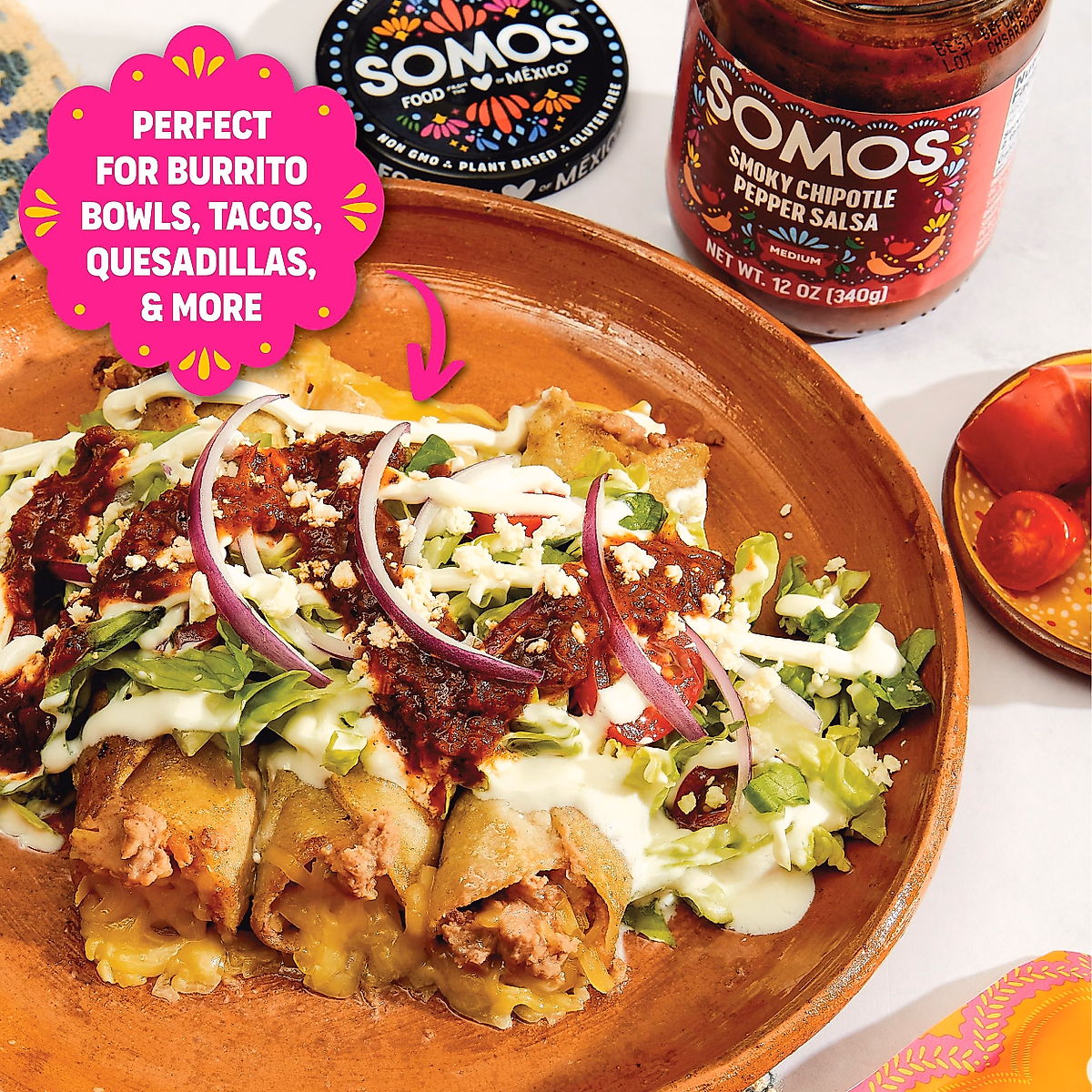 SOMOS Spicy Refried Beans - Gluten Free, Non-GMO, Vegan & Microwavable Meals Ready to Eat - Delicious, Healthy & Convenient - Perfect for Tacos, Tostadas & More | 10 oz (Pack of 6)