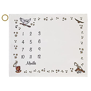NoJo Warner Brothers Harry Potter Magical Moments White and Gold Milestone Baby Blanket
