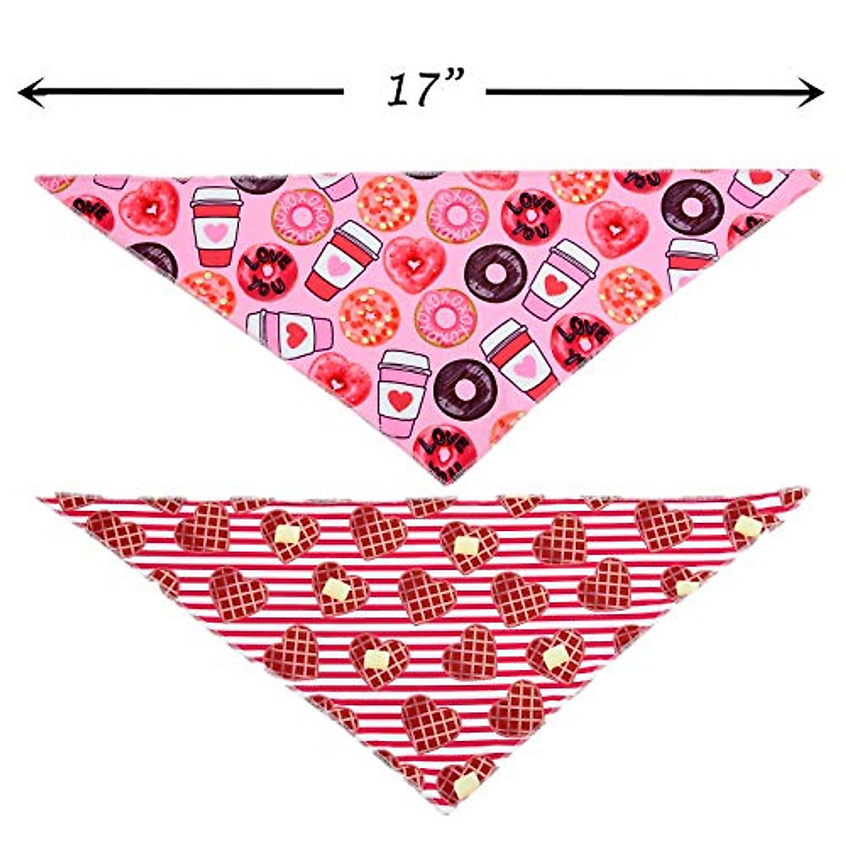 Valentines Day Dog Bandana 2 Pack - Triangle Bibs Pet Scarf for Small Dogs Puppy Cat