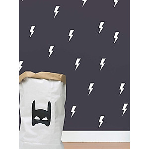 White Lightning Bolt Wall Decals, Removable Superhero Thunder Vinyl Stickers Home Decor for Boys Room Nursery Kids Bedroom Playroom Easy Peel and Stick Decor- 24 elements