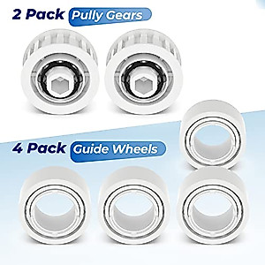 4 Pack Guide Wheels and 2 Pack Pulley Gears Replacement Parts Compatible with Maytronics Dolphin Nautilus, Nautilus CC Plus, M200, M400, M500, Premier Pool Cleaner, Part Number 3884997-R6