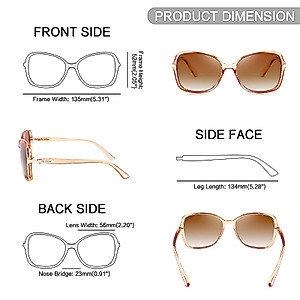 FEISEDY Womens Polarized Sunglasses, Trendy Elegant Colored Frame for Ladies, UV400 Protection B2760