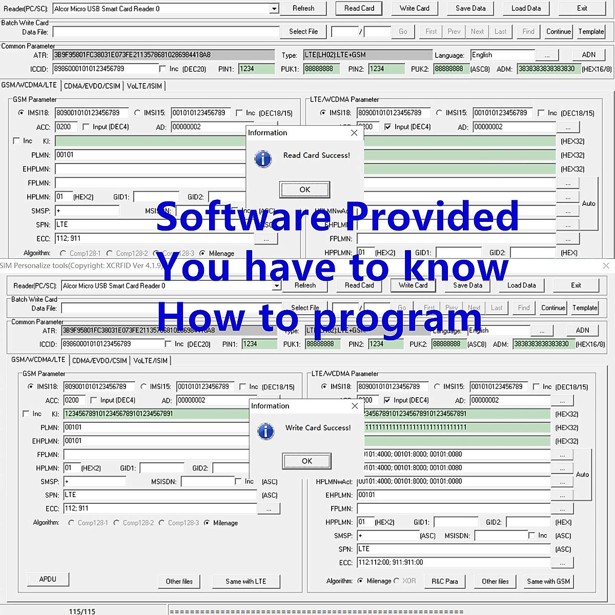 LTE WCDMA ICCID SIM USIM 4G Secure Card Reader Writer Programmer with ...