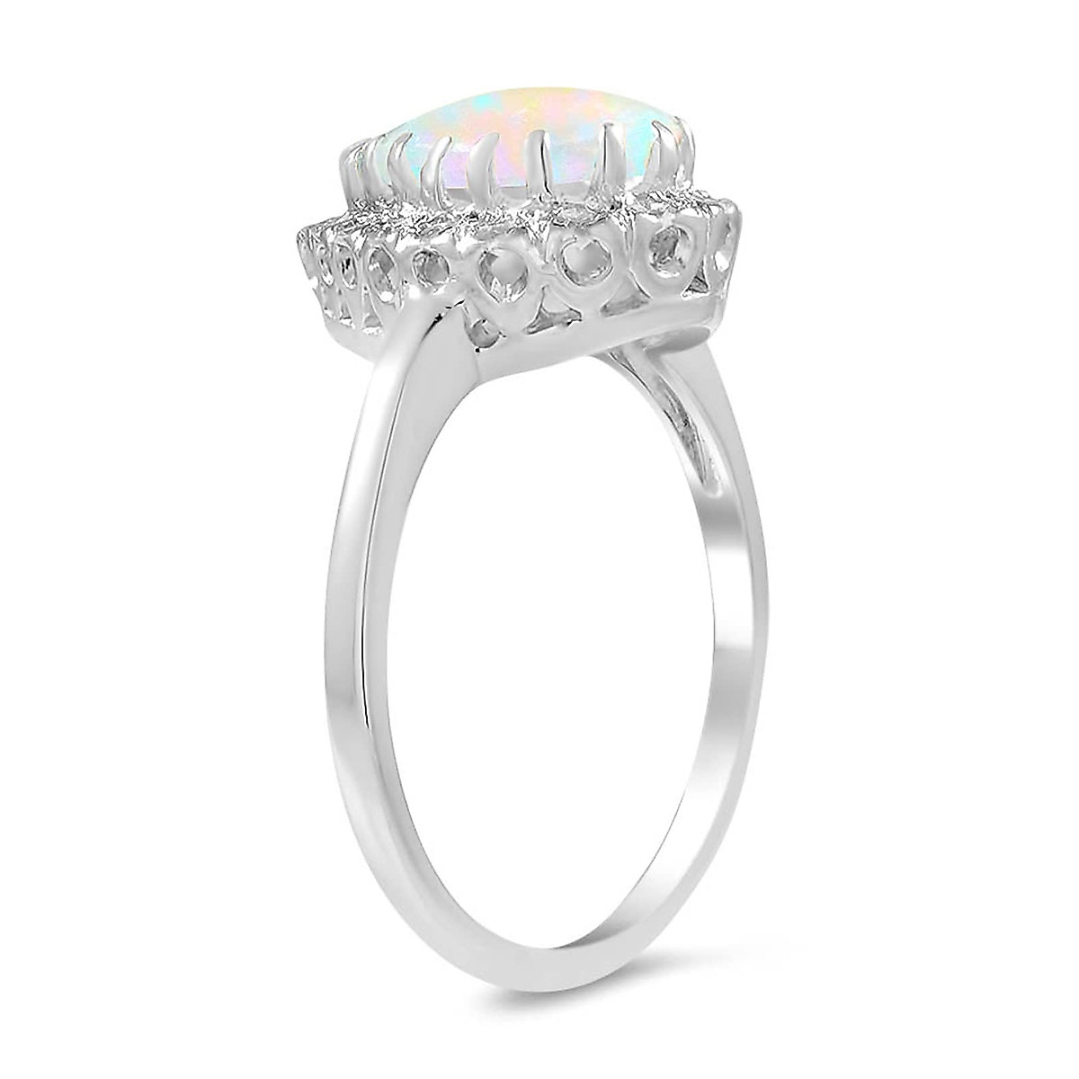 YDD 18K Gold Opal Rings for women 2 Carat(2 CT) Halo Pear Cut Opal Engagement Rings for Women Opal Birthstone Anniversary Ring Free Engraved Size 5.5