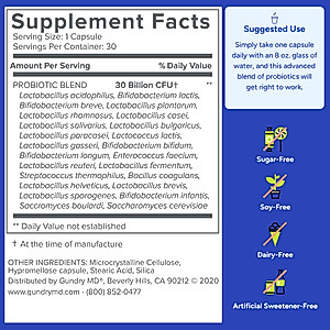 Gundry MD® 24 Strain Probiotic with 30 Billion CFUs, 30 Count