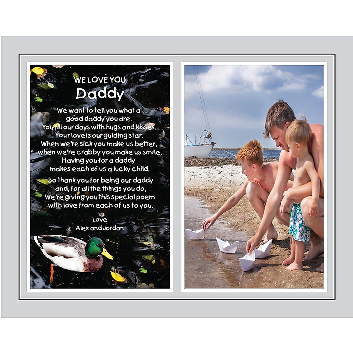 Daddy Poem from Daughters and Sons for His Birthday or Valentine's Day, 8x10 Inch Print Personalized with Names and Photo