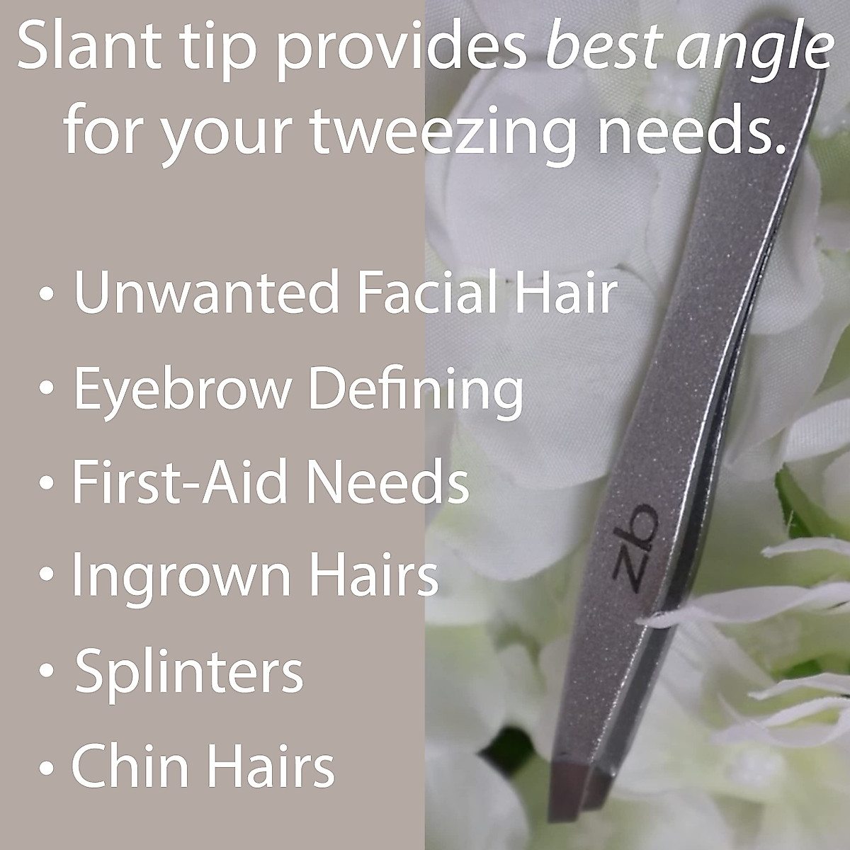 Zizzili Basics Slant Tweezers for Eyebrow and Facial Hair Removal and 3 Piece Nail Clipper Set - Fingernail & Toe Nail Clippers with Nail File and Brown Travel Case - Bundle