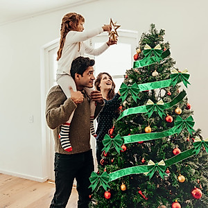 MTLEE Velvet Ribbon Iron Wired 10 Yard Gold Ribbon Soft Velvet Ribbon Fabric Gold Ribbon for Wedding Decor Gift Wrapping, Crafts, and Decorations with Metallic Gold Backing(Green Gold,2.5 Inch)