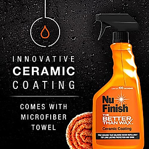 Nu Finish Better Than Wax Ceramic Coating + Microfiber Towel, Ceramic Car Coating with Microfiber Cleaning Cloth, 24 Fl Oz