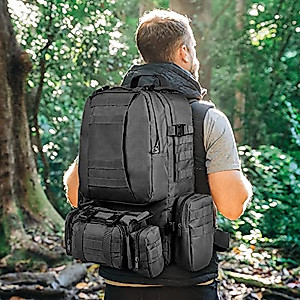 CVLIFE Tactical Backpack Military Army Rucksack 60L Large Assault Pack Detachable Molle Bag