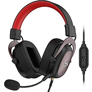 Redragon H510 Zeus Wired Gaming Headset - 7.1 Surround Sound - Memory Foam Ear Pads - 53MM Drivers - Detachable Microphone - Multi-Platforms Headphone - Works with PC, PS4/3 & Xbox One/Series X, NS