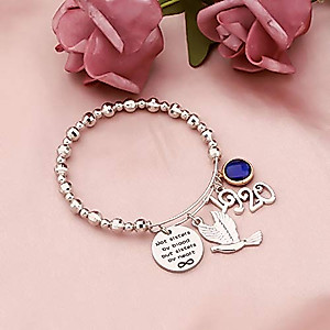 HOLLP 1920 Sorority Navy Jewelry Not Sisters by Blood But Sisters by Heart Pigeon Bracelet Sister Gift Sorority Gift Greek Sorority Inspired Gift for Finer Women (Mirror Bracelet)
