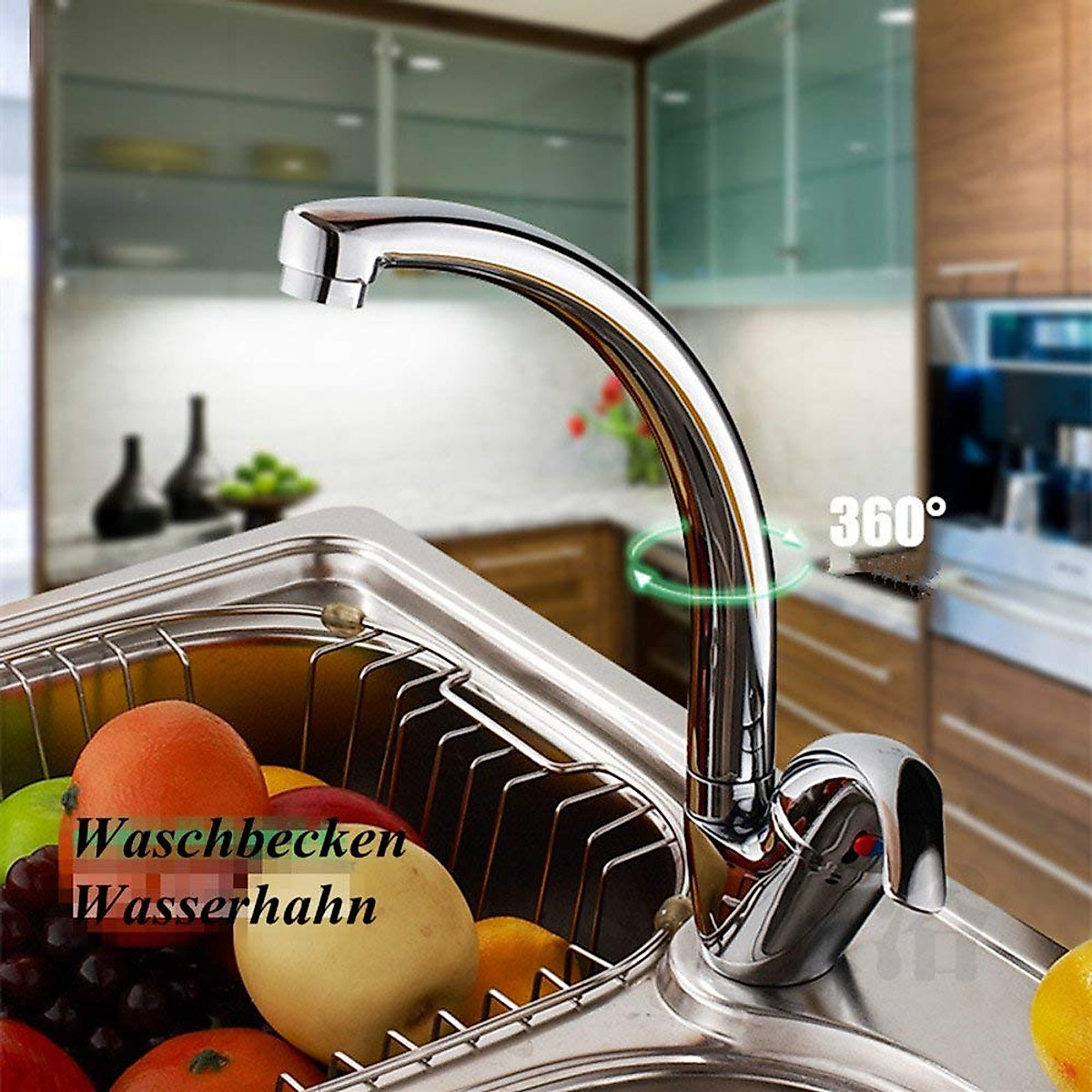 Bathtub Faucet 360 Degree Swivel Kitchen Sink Faucet Brass Single Hole Long Spout Cold & Hot Water Tap