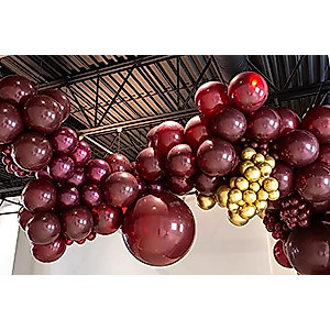 138PCS Burgundy Balloon Garland Arch Kit Burgundy Balloons Blush Balloons and Metallic Gold Latex Balloons for Valentines Day Wedding Bachelorette Birthday Bridal Baby Shower Decoration