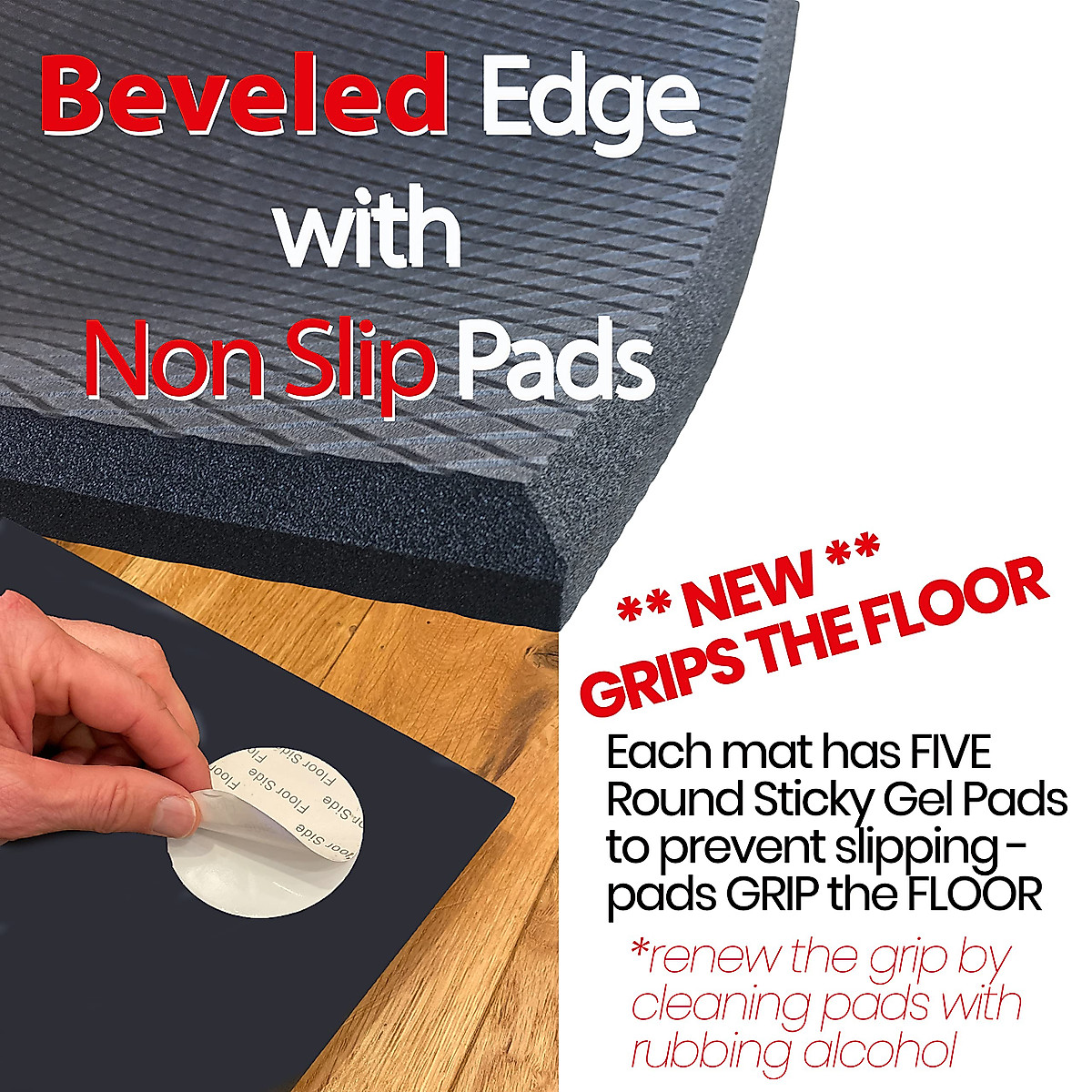 iPrimio Anti Fatigue Standing Mat, 1-inch Thick - Air Soft Ergonomic, Kitchen Sink Mat, Cushioned & Non-Slip Mats, for Standing Desk & Floor Comfort (36"x24")