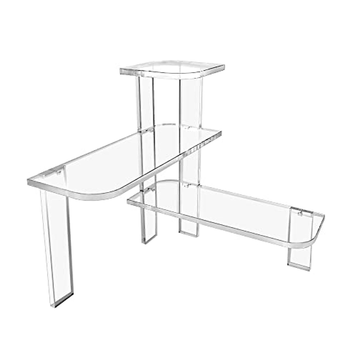 STAUBER Best Acrylic Countertop Corner Shelf Organizer (Clear) - 3 Tier Shelves for Kitchen or Bathroom - Storage Display Counter Shelves
