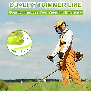 Hiboom 30 Pcs String Trimmer Line Weed Wacker String AC80RL3 Weed Rope String Twisted Weed Whip String and 6 Pcs Trimmer Cap Cover Compatible with Ryobi 18V 24V 40V Cordless Trimmers, 11 ft