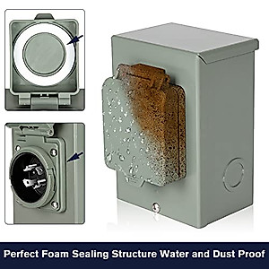 PAULINN 30A Generator Power Inlet Box NEMA 3R Generator Outlet Box for Outdoor Receptacle, 4 Prone, PB30, L14-30P, 125/250 Volt, 7500W 30 Amp Generator Transfer Switch, Weatherproof, ETL Listed