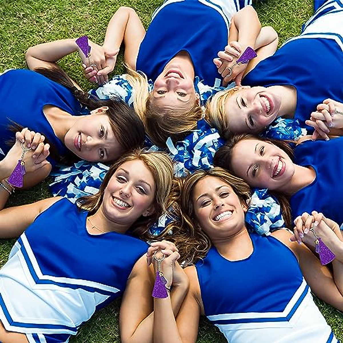 Cunno 40 Pcs Acrylic Cheer Megaphone Keychains with Tassel Cheerleading Team Gift Grad(Glittery Purple, Purple)