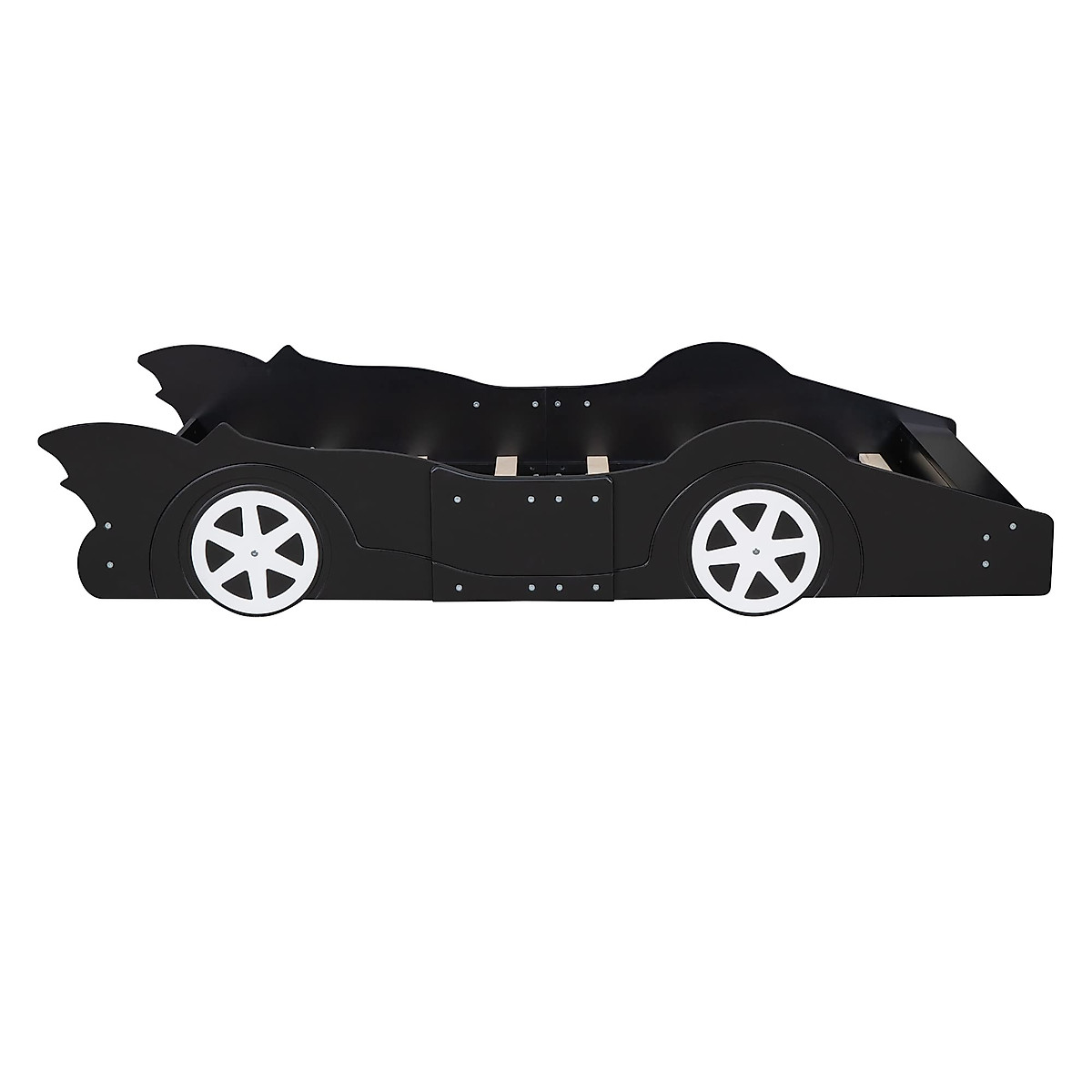 MERITLINE Race Car Bed Twin Wooden Platform Bed Car Shaped Bed with Wheels & Support Slats, Twin Kid Beds for Kids Girls Boys Teens, No Spring Need,Black