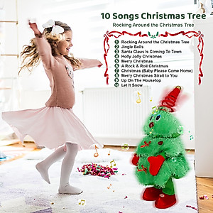 QUUREN Electric Christmas Tree Plush Toy, Singing and Dancing Christmas Toys Animated Christmas Decorations Cute Funny New Year Xmas Gifts for Family Friends Toddlers Kids