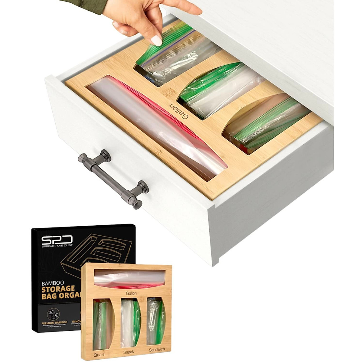 Spread Pixie Dust Bamboo Kitchen Caddy, Rustic Whimsical, Brown